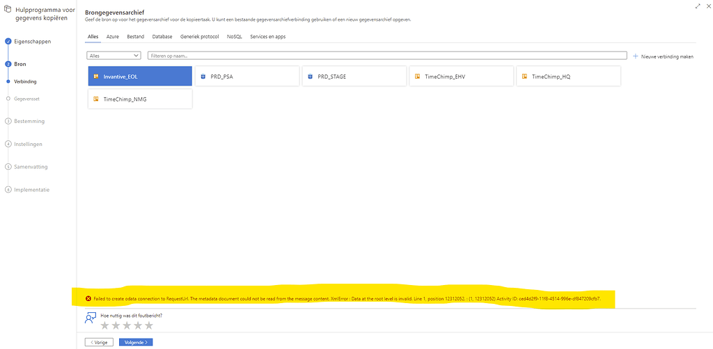 Connectie Exact Online via Azure Data Factory geeft: The metadata ...