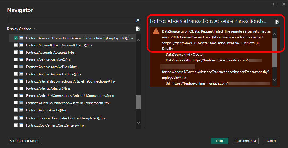 Fortnox error itgenfnx049 No active license for the desired scope ...